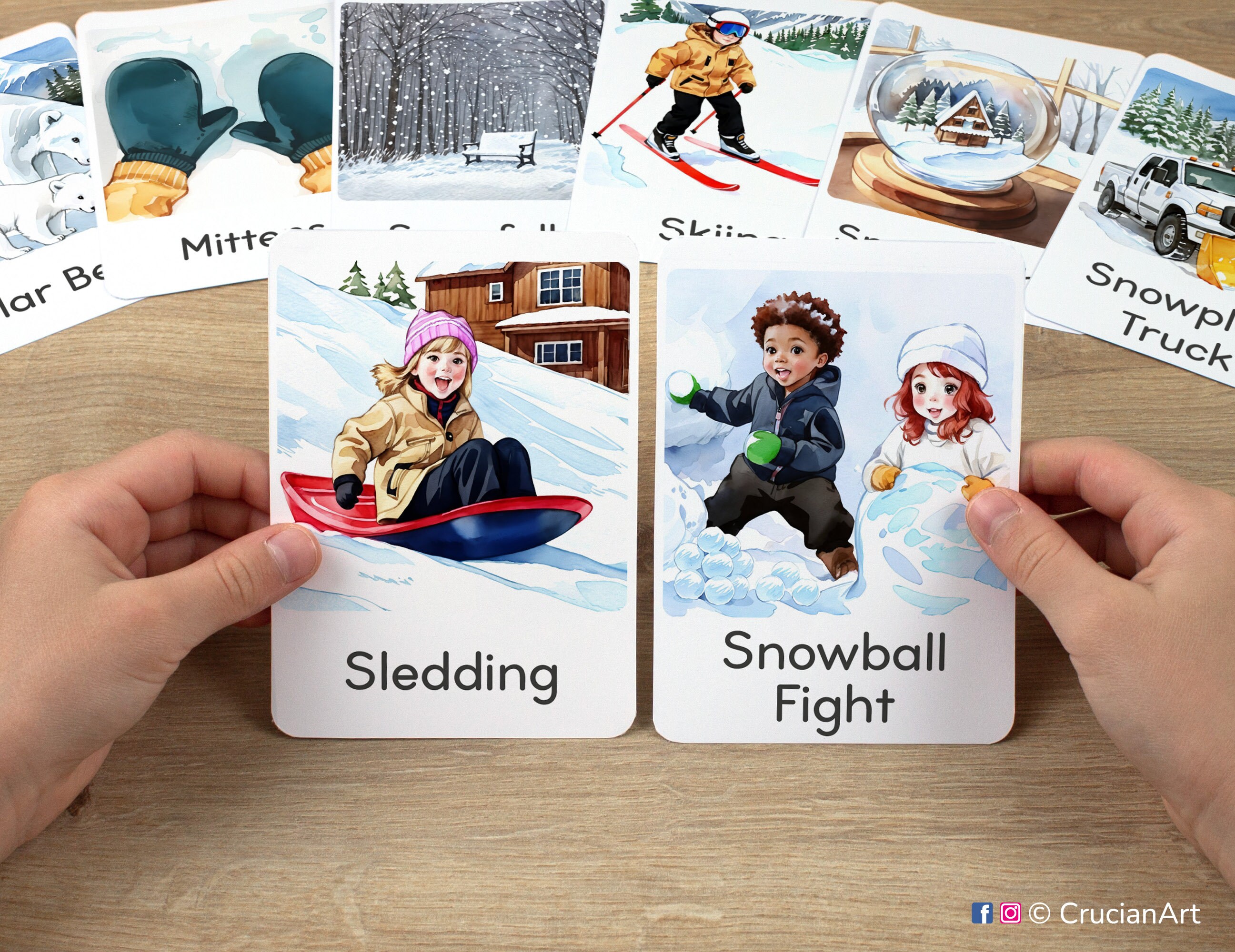 Winter Flashcards: Toddler Preschool Kindergarten Printable Flash Cards ...
