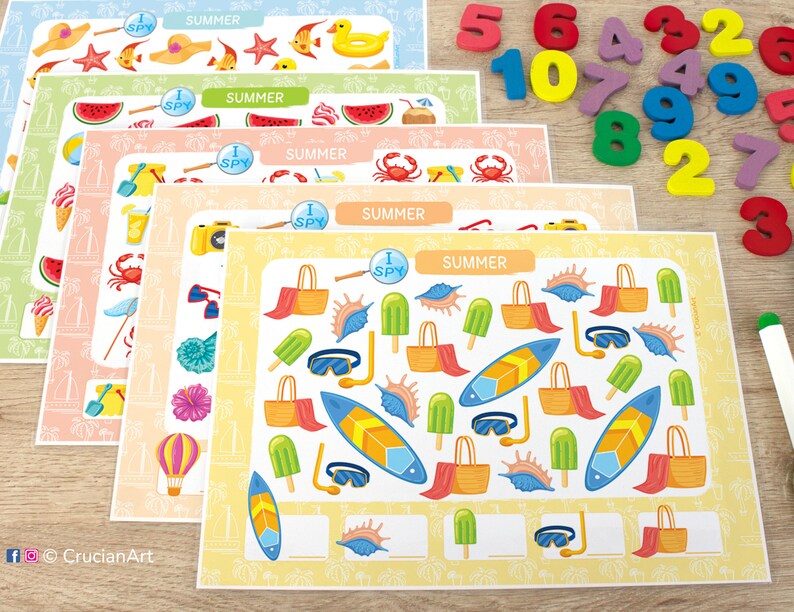 Summer I Spy Counting Activity. Preschool Count to 10 Worksheets ...
