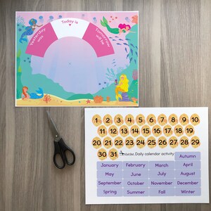 Mermaid Printable Calendar. Circle Time Preschool, Pre-k, Kindergarten ...