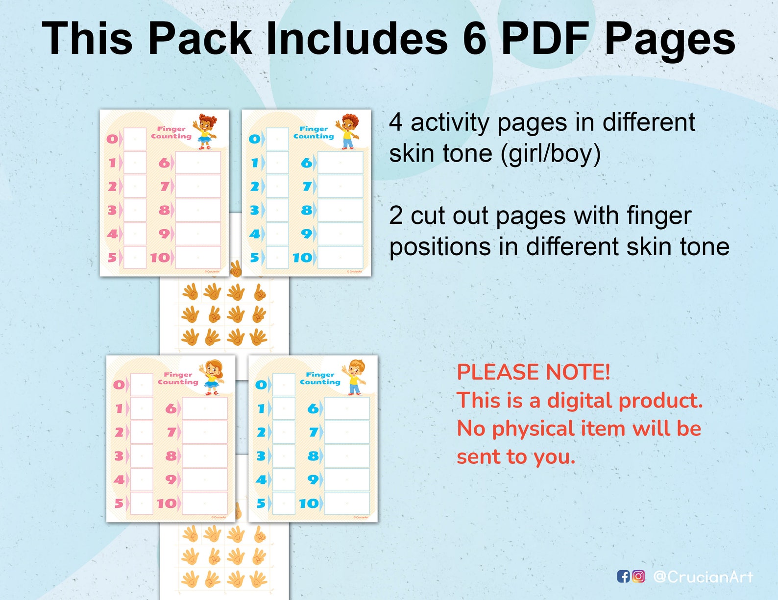 Finger Counting Printable Activity. Number Match Toddler and Preschool ...