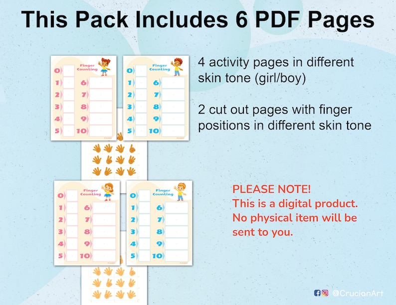 Finger Counting Printable Activity. Number Match Toddler and | Etsy