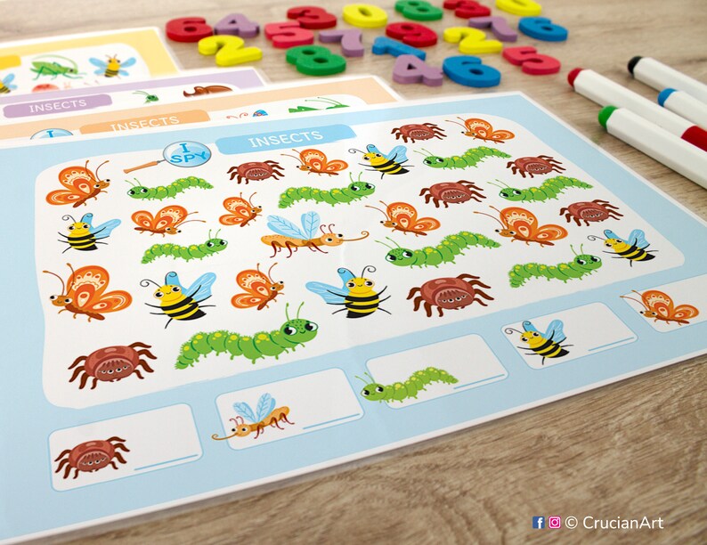 Bugs & Insects I Spy Counting Activity. Preschool, Pre-k, Kindergarten ...