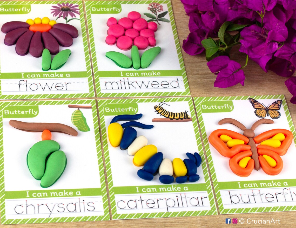 Life Cycle of Butterfly Playdough Mats: Printable Play Dough Activity ...