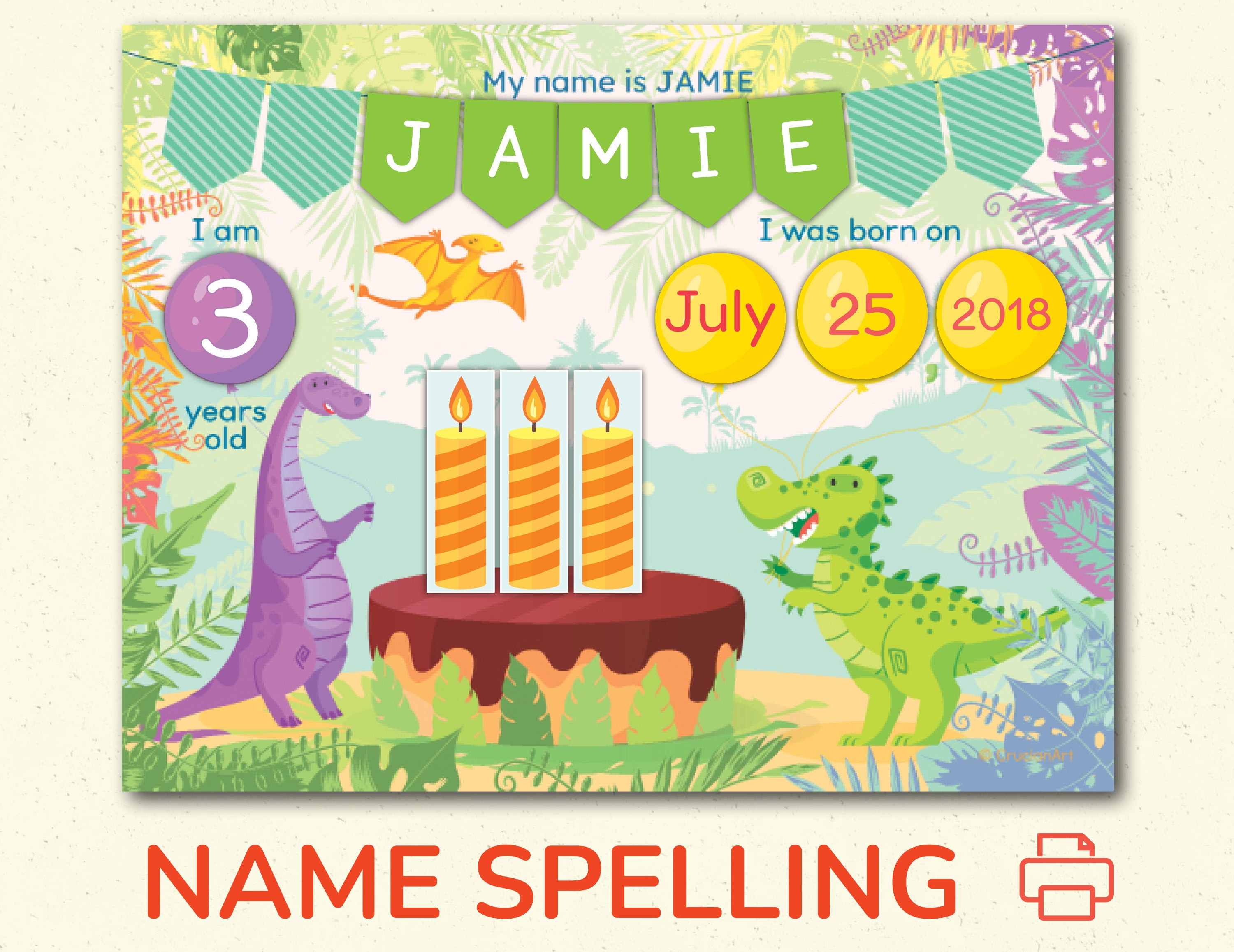 Dinosaur Themed Custom Name Spelling Activity. Printable - Etsy