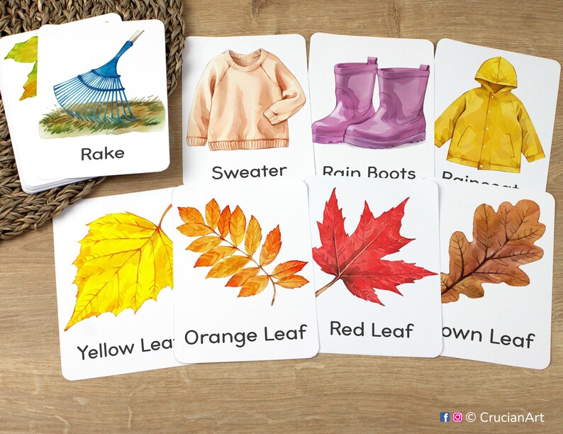 Fall Themed Flashcards for Seasonal Vocabulary Boosts. Toddler ...