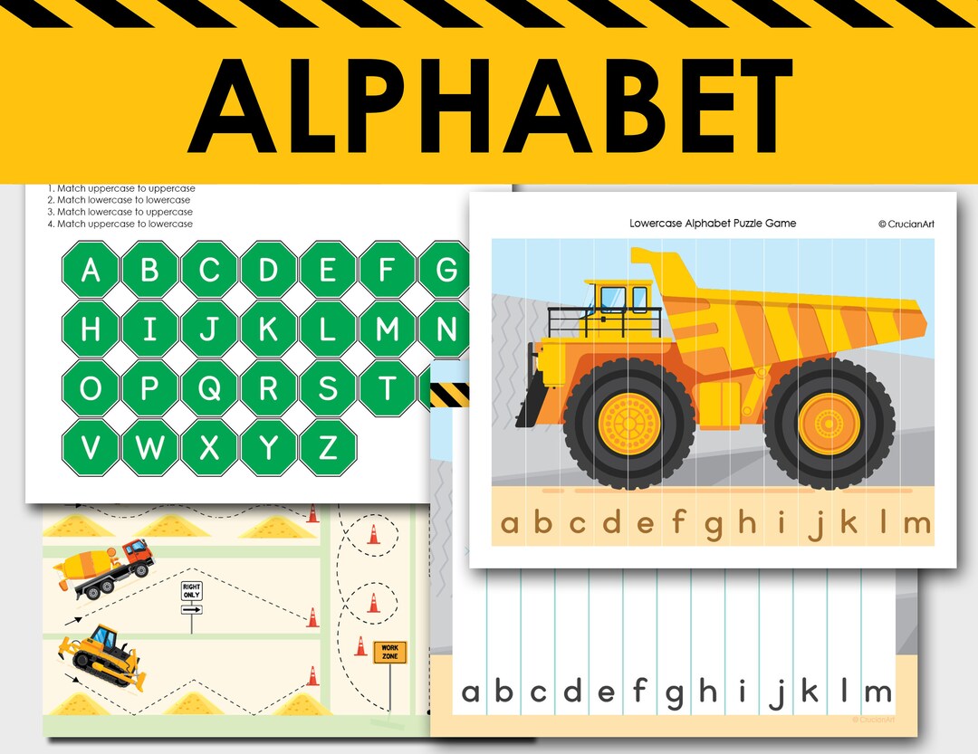 Construction Trucks Alphabet Busy Book. Printable Vehicles - Etsy