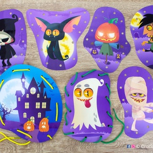 HALLOWEEN Printable Lacing Cards. Toddler and Preschool Fine Motor ...