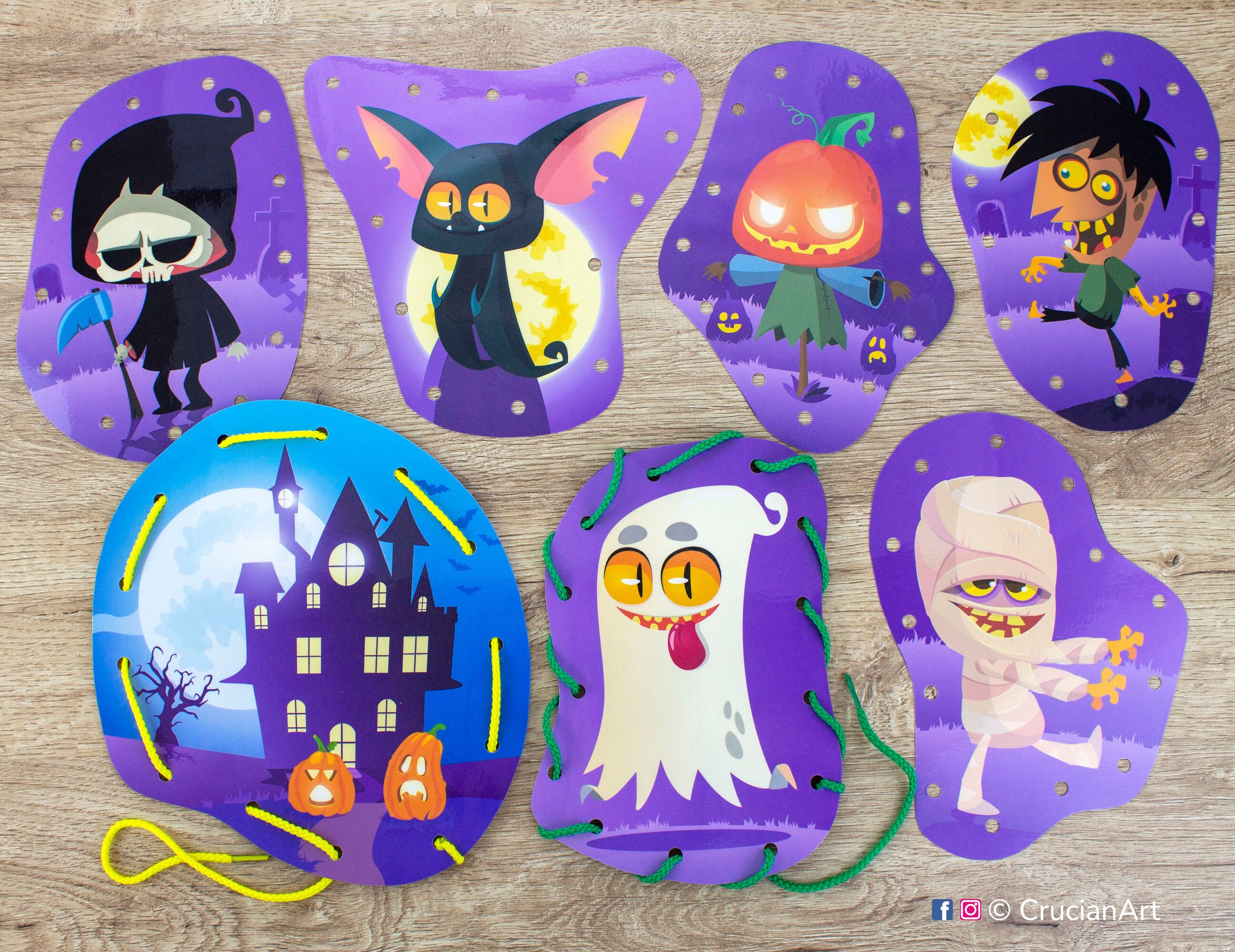 HALLOWEEN Printable Lacing Cards. Toddler and Preschool Fine - Etsy