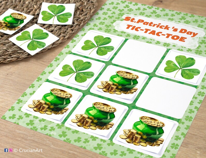 Saint Patrick's Day Tic-tac-toe Game: Preschool Kindergarten Printable ...