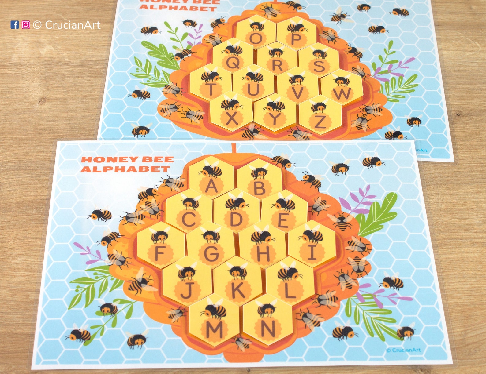 Honey Bee Alphabet Matching. Honeybee Match Printable Learning Activity ...