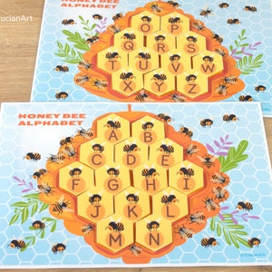Honey Bee Alphabet Matching. Honeybee Match Printable Learning Activity ...