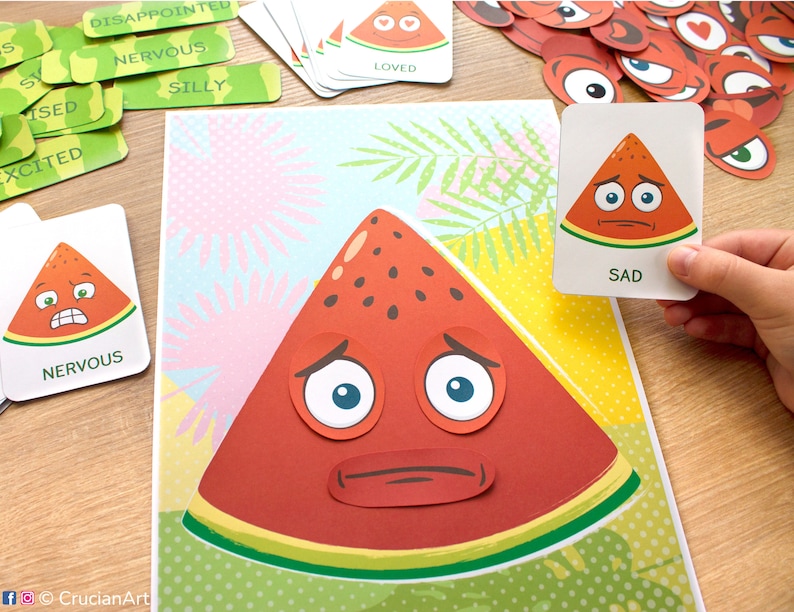 Watermelon Themed Emotions and Feelings Activity: Printable Learning ...