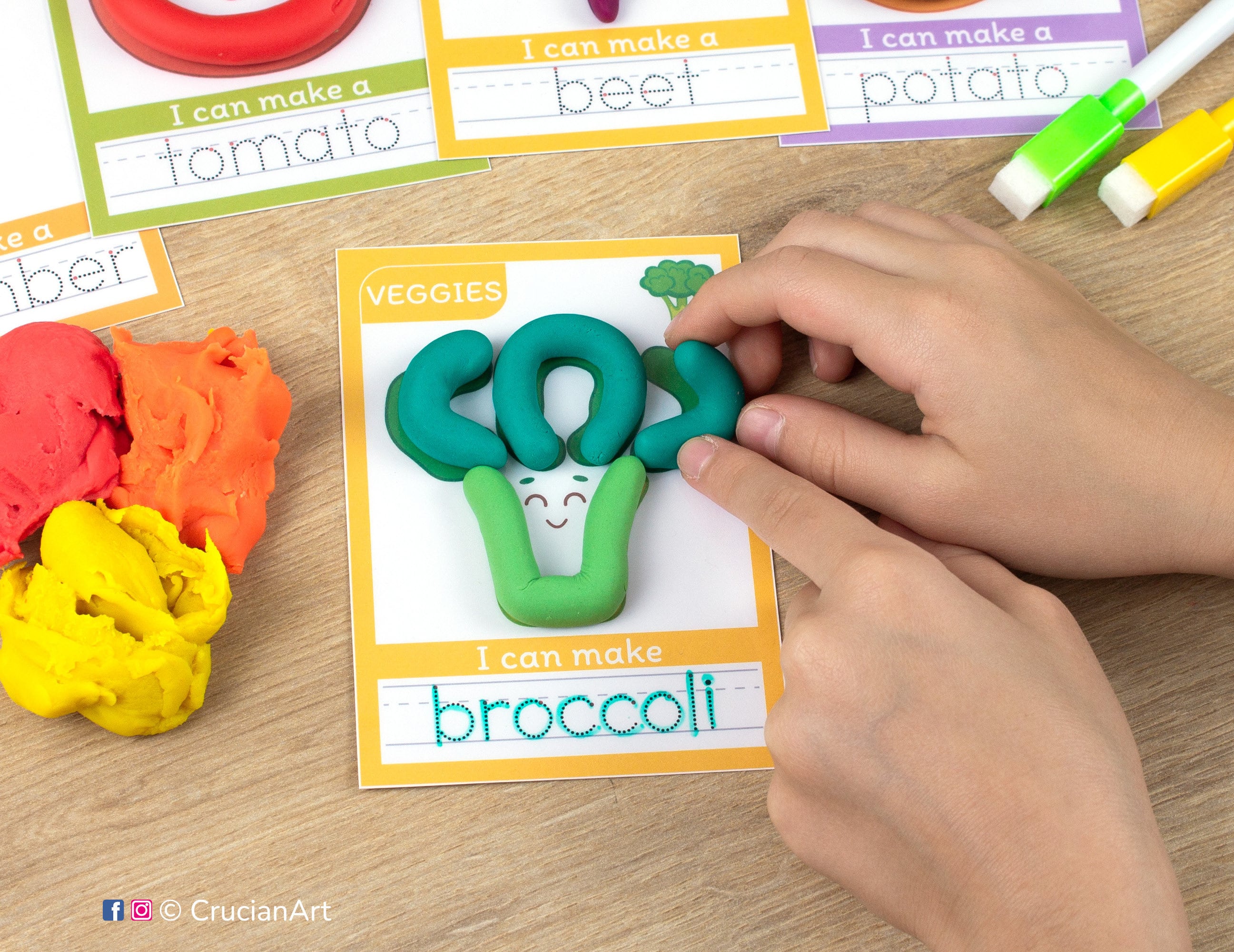 Vegetables Playdough Mats. Printable Toddler Preschool Educational ...