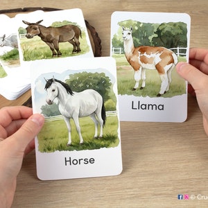 On the Farm Printable Flashcards: Farm Animals Flash Cards, Preschool ...