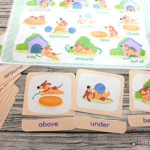 Positional Words Printable Cards. Preposition Flashcard. Prepositional ...