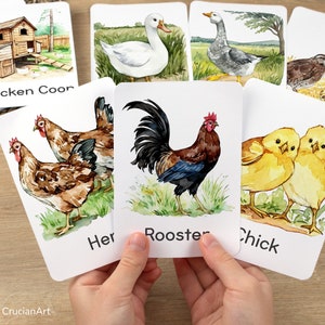 On the Farm Printable Flashcards: Farm Animals Flash Cards, Preschool ...