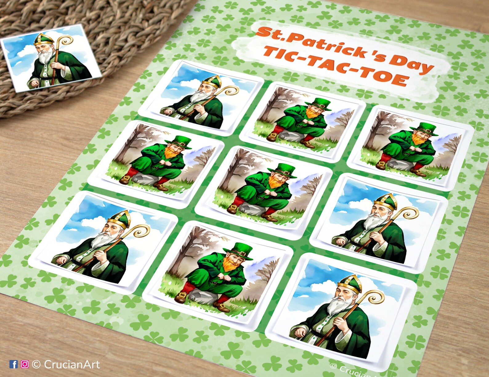 Saint Patrick's Day Tic-tac-toe Game: Preschool Kindergarten Printable ...