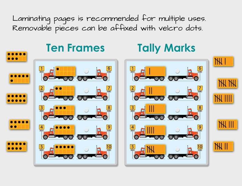 Count & Clip Cards Construction Truck Count to 10 | Etsy
