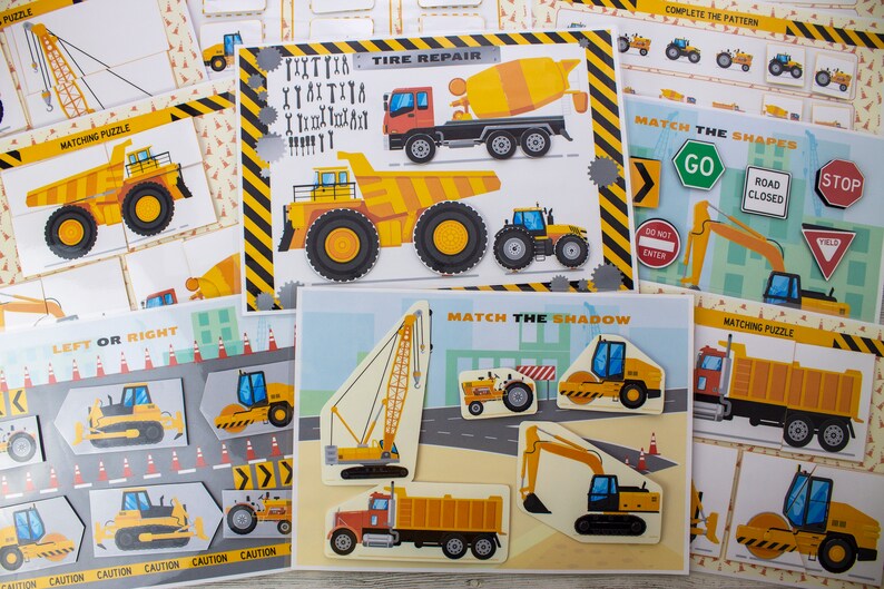 Construction Vehicles Sorting & Matching Printable Busy Book | Etsy