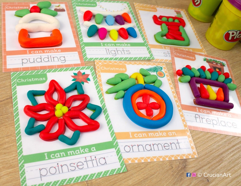 Christmas Playdough Mats: Toddler Preschool Kindergarten Play Dough Mat ...
