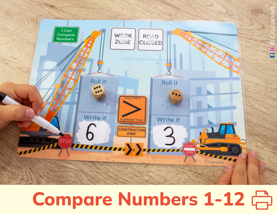 Comparing Activity for Boys. Printable Compare Numbers 1-12 Preschool ...