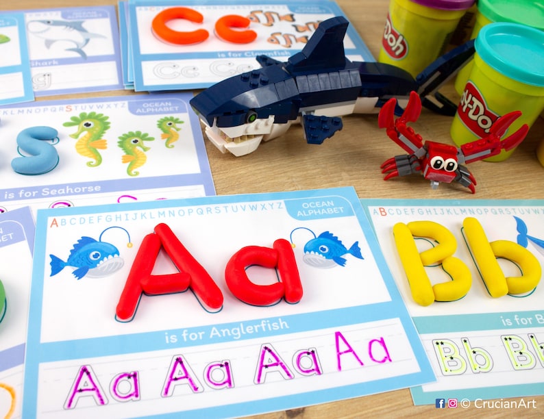 OCEAN ANIMALS Play Dough Mats. Under the Sea Alphabet Playdough ...