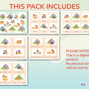 Positional Words Printable Cards. Preposition Flashcard. Prepositional ...