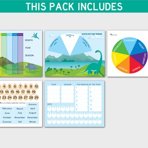 Dinosaur Themed Printable Calendar. Learning Circle Time Preschool ...