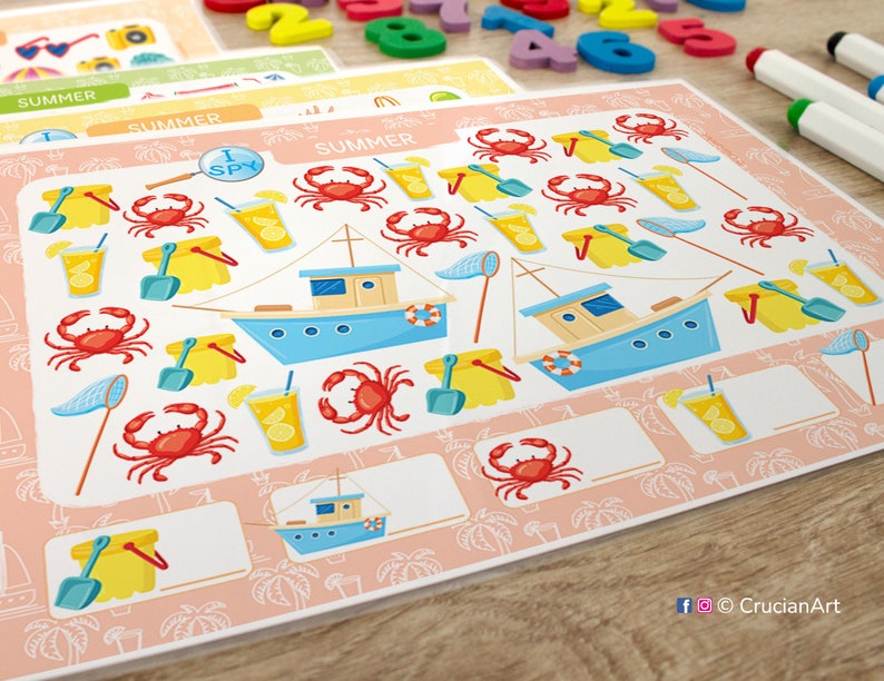 Summer I Spy Counting Activity. Preschool Count to 10 Worksheets ...