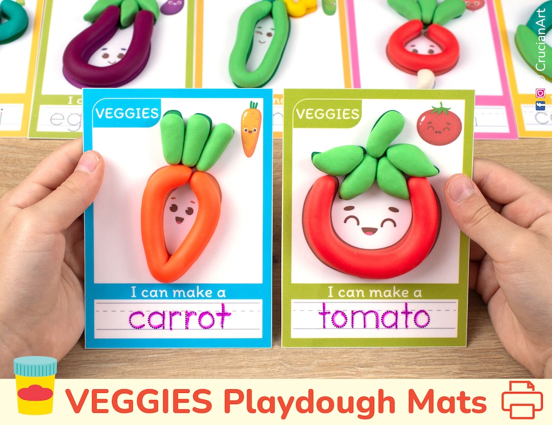 Vegetables Playdough Mats. Printable Toddler Preschool Educational ...