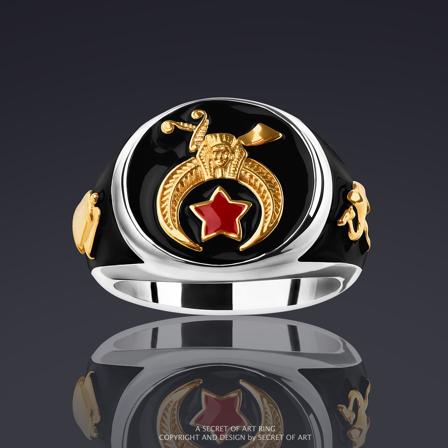Shriner Ring Shriners Masonic Signet Ring Freemason Masonry Mason ...