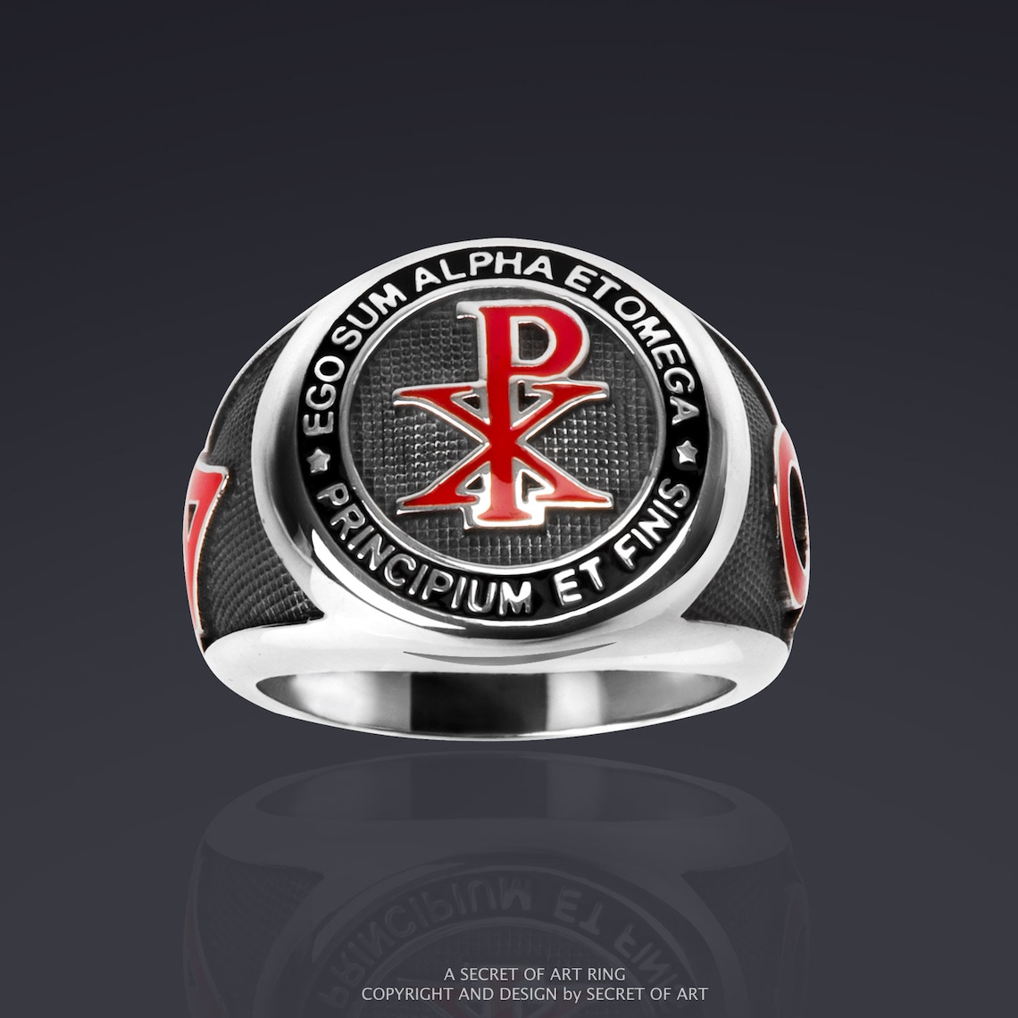 Chi Rho Ring Chi-rho Signet Ring Jesus Alpha Omega Catholic - Etsy Hong ...