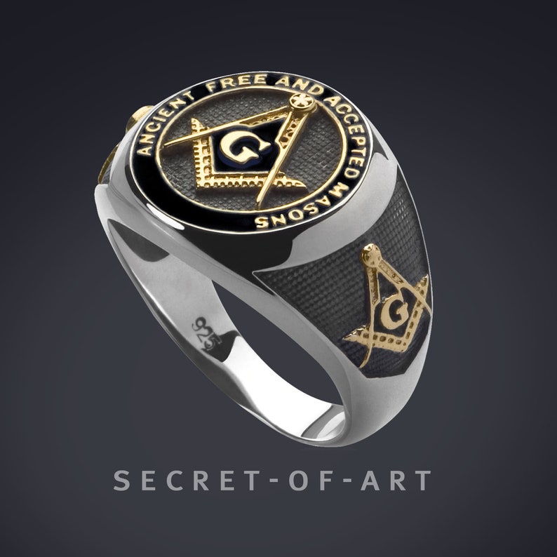 Masonic Ring Freemason Signet Ring AF & AM Ancient Free and | Etsy