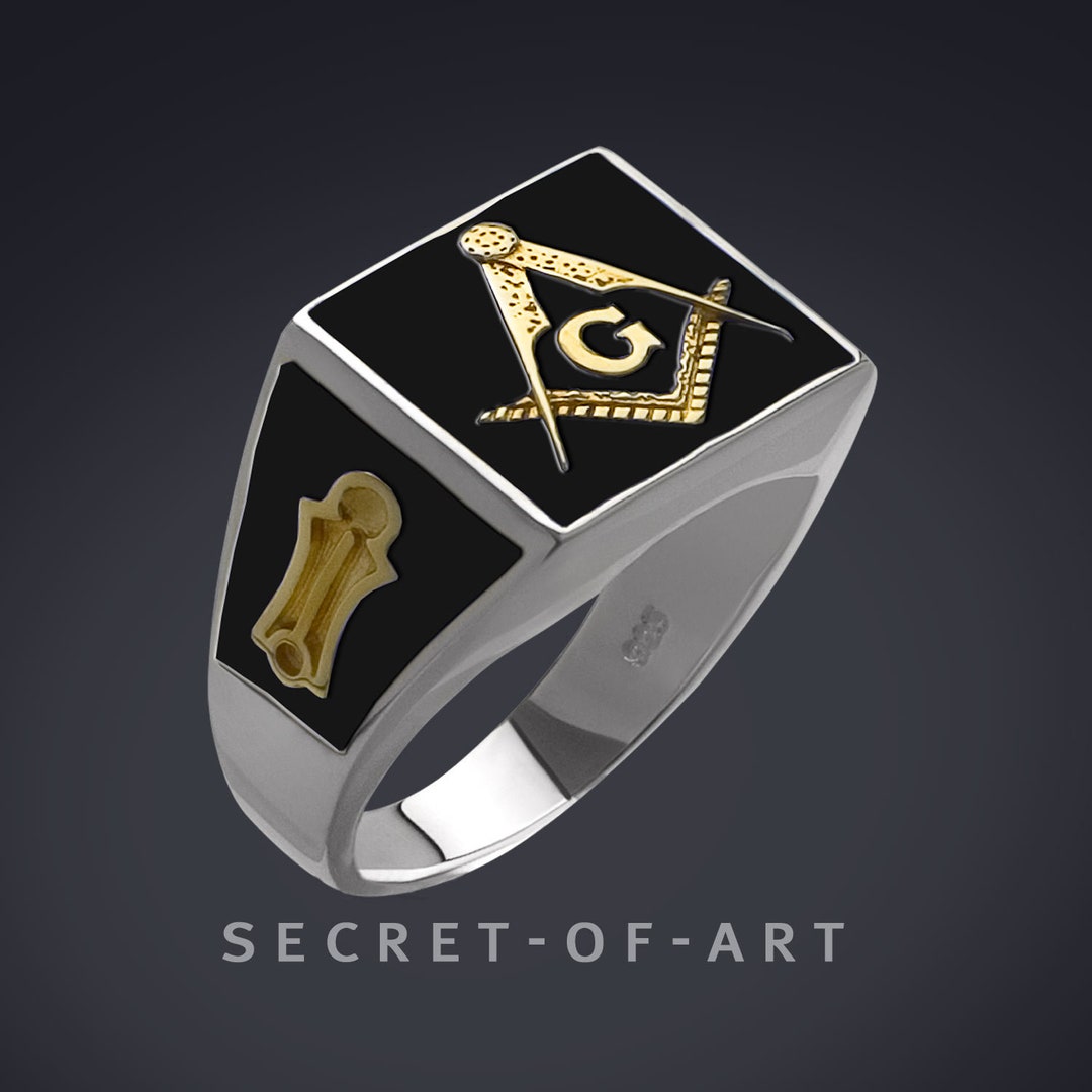 Masonic Ring Signet Ring Freemason Jewelry Master Mason Gift Mens ...
