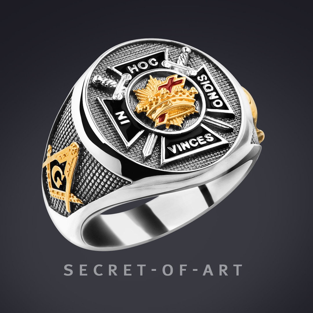 Ring Knights Templar Masonic Jewelry 925 Silver Gift Freemason Mason ...