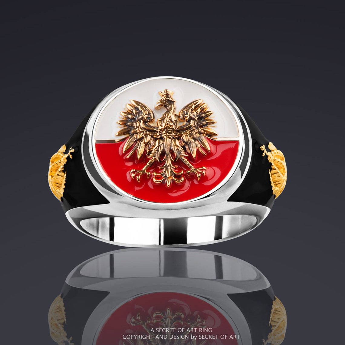 Poland Ring Signet Ring Polish Ring With Eagle Crown, Jewelry, Gift ...