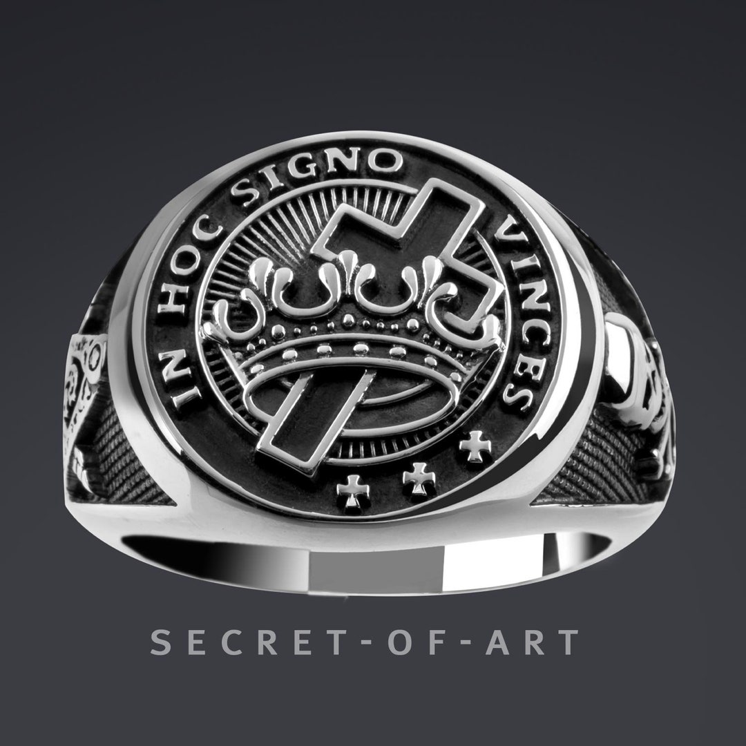 Knights Templar Ring Signet Ring in Hoc Signo Masonic Freemason Jewelry ...