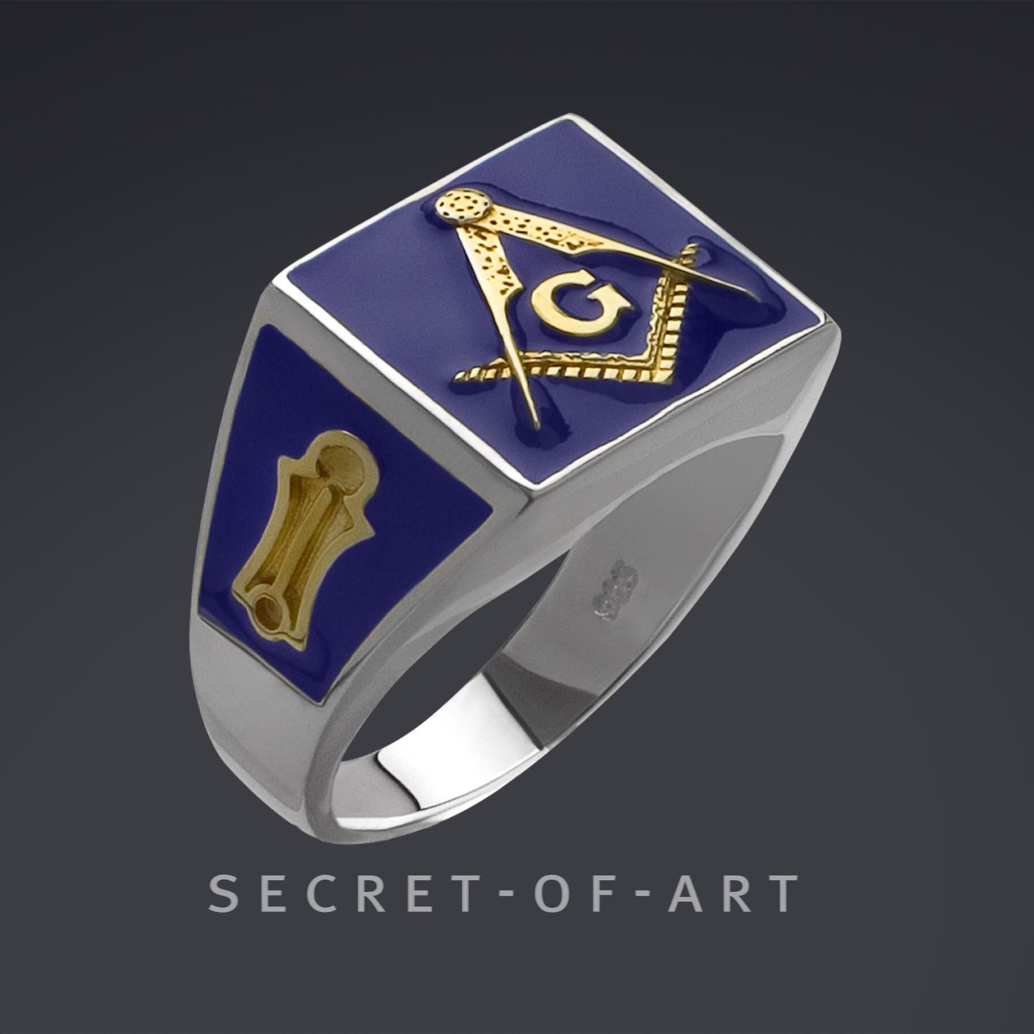 Masonic Ring Blue Lodge Silver 925 Sterling Masonry Jewelry Master ...