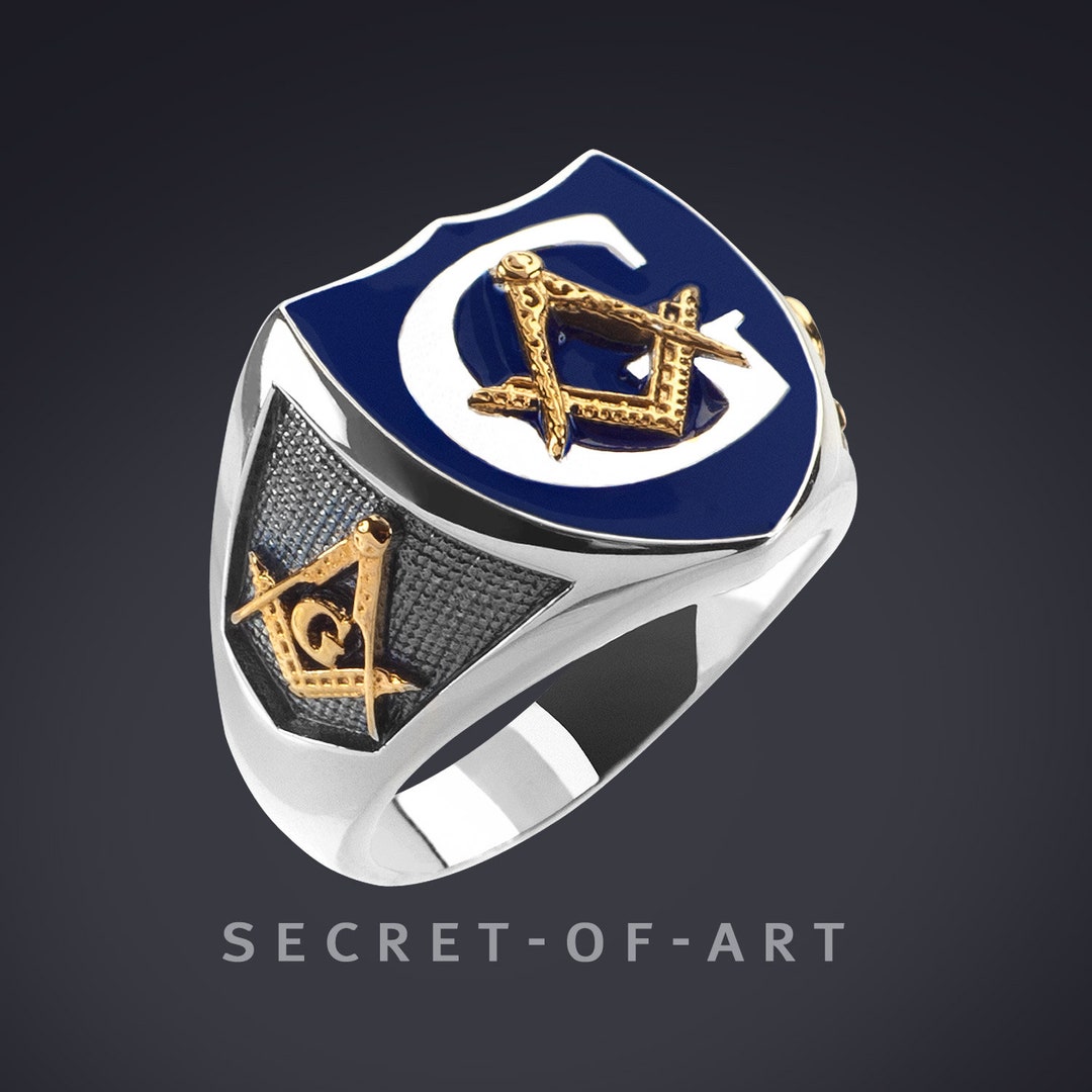 Masonic Ring Police Freemason Mason Masonry Jewelry Gift All Seeing Eye ...