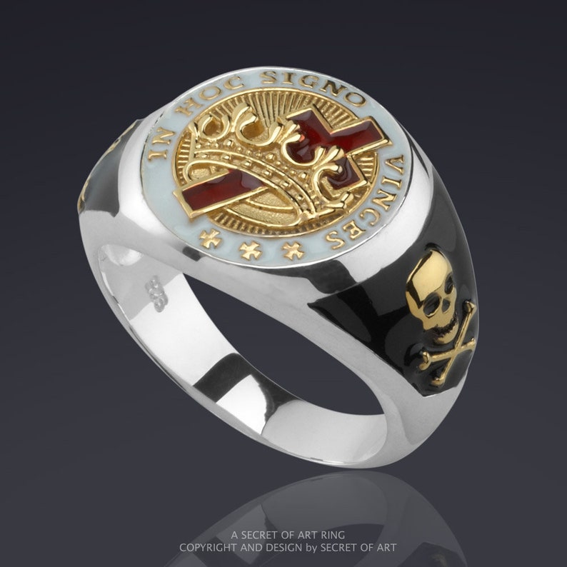 Knights Templar Ring 925 Silver Masonic Ring Templar - Etsy