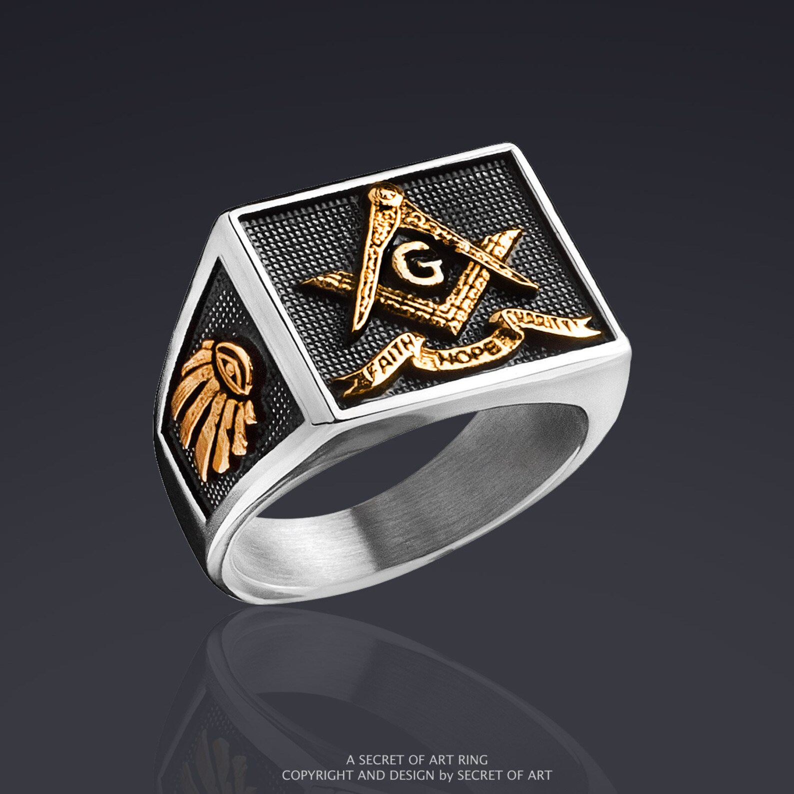 Masonic Ring for Freemason Masonry Jewelry Gift Stainless Steel Ring ...