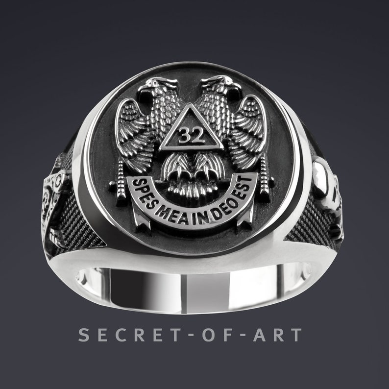 Masonic Ring AASR 32 Degree Master Mason Signet Ring Jewelry Freemason ...