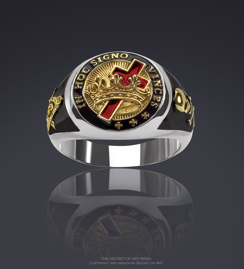 Knights Templar Ring Signet Ring Crusader Jewelry Gift in Hoc Signo ...