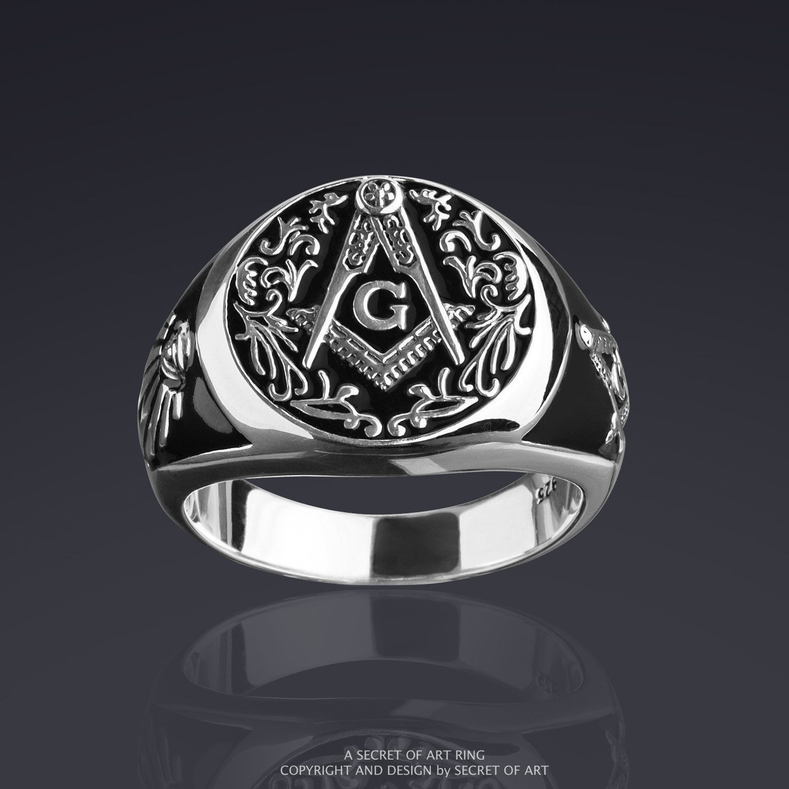 Masonic Ring Freemason Jewelry Gift Master Mason Masonry Blue | Etsy