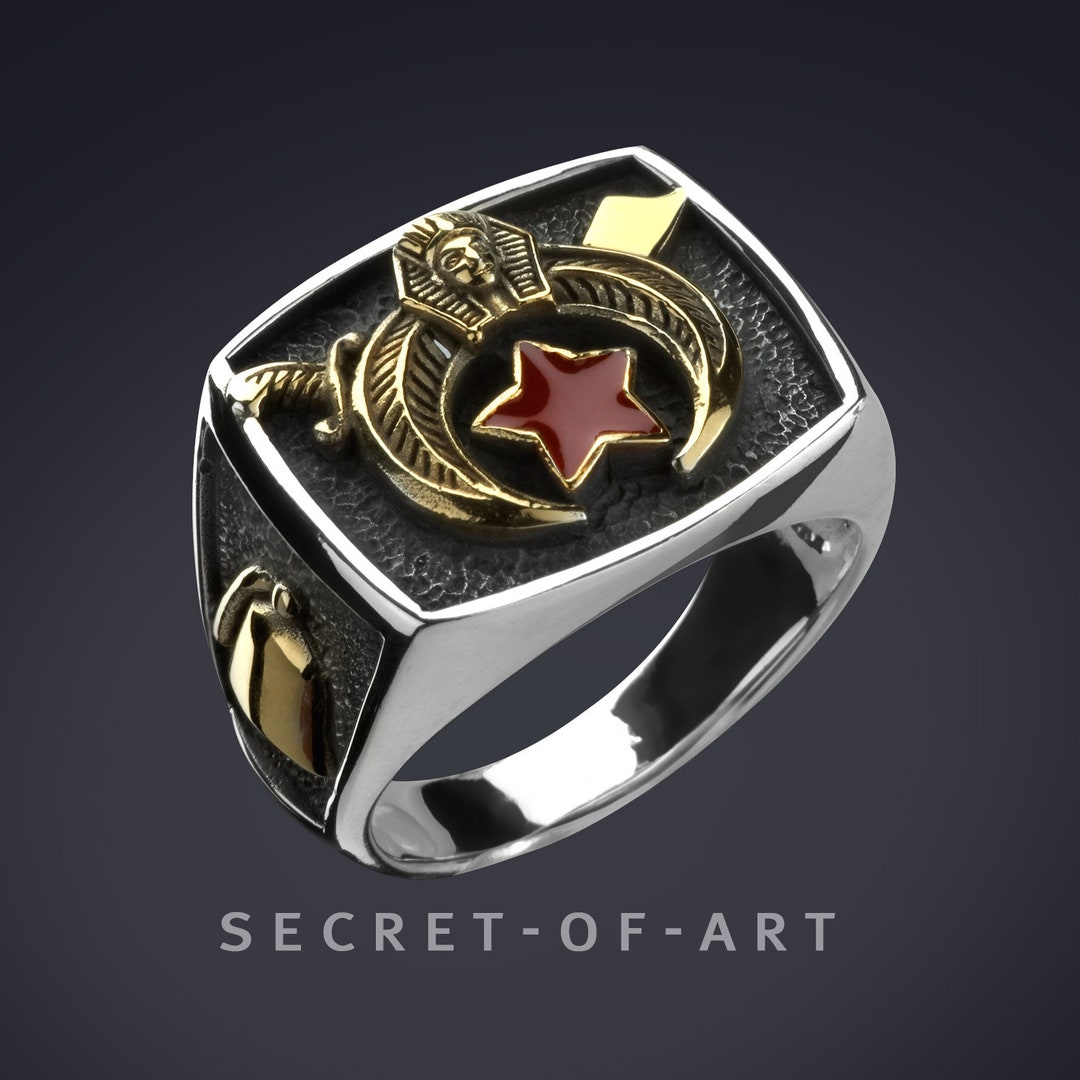 Shriner Ring Masonic Freemason Master Mason Jewelry Gift Masonry ...
