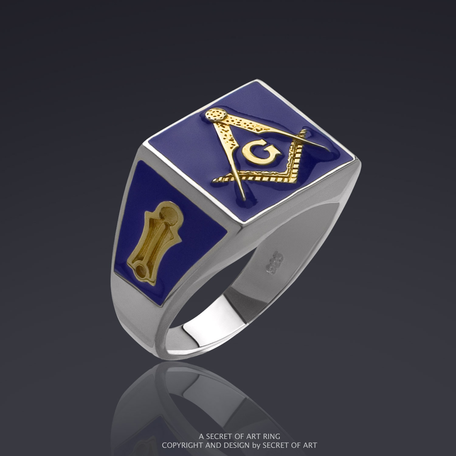 Freemason Ring Masonic Blue Lodge Silver 925 Sterling Masonry | Etsy