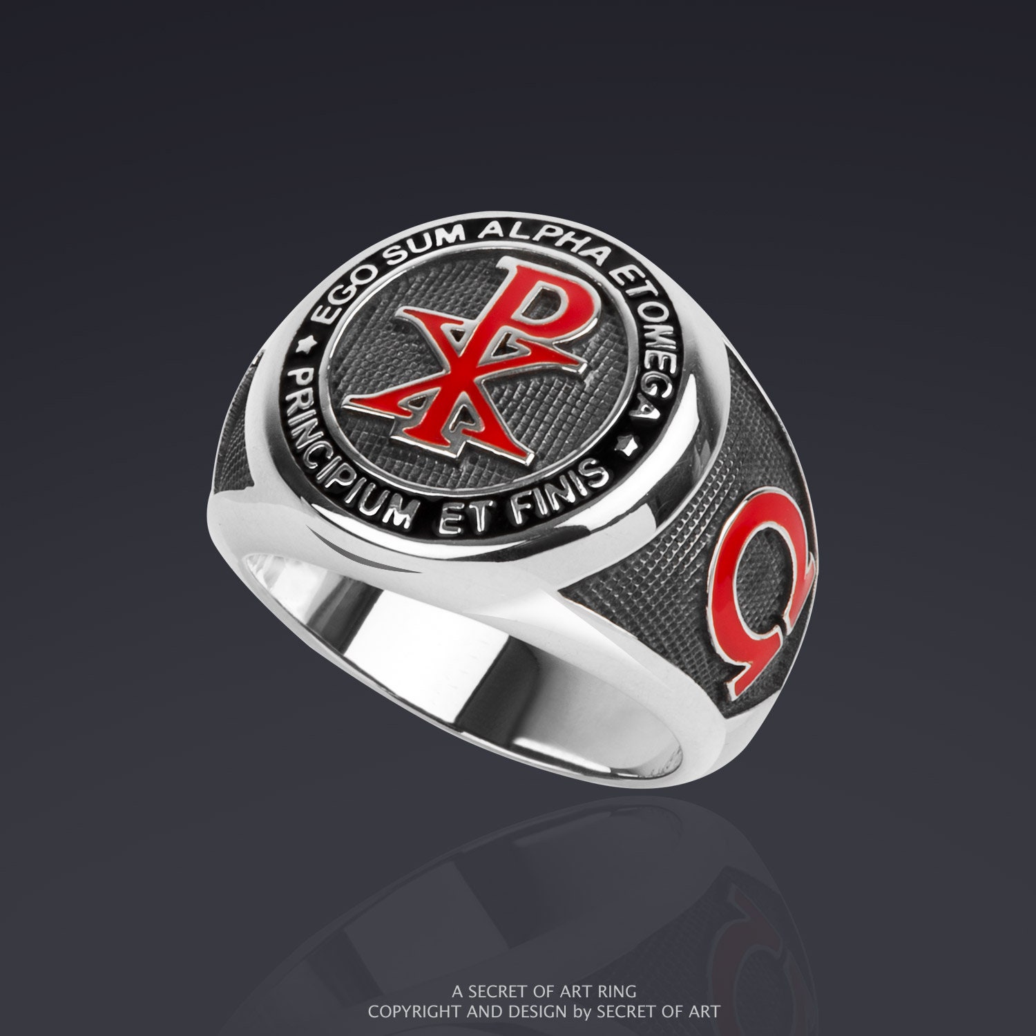Chi Rho Ring Chi-rho Signet Ring Jesus Alpha Omega Catholic Church ...