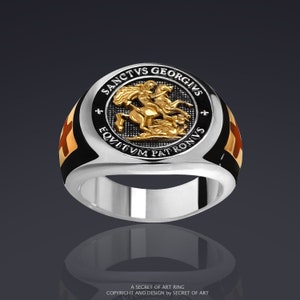 Saint George Ring St George Signet Ring Templar Eqvitvm Patronvs Silver ...