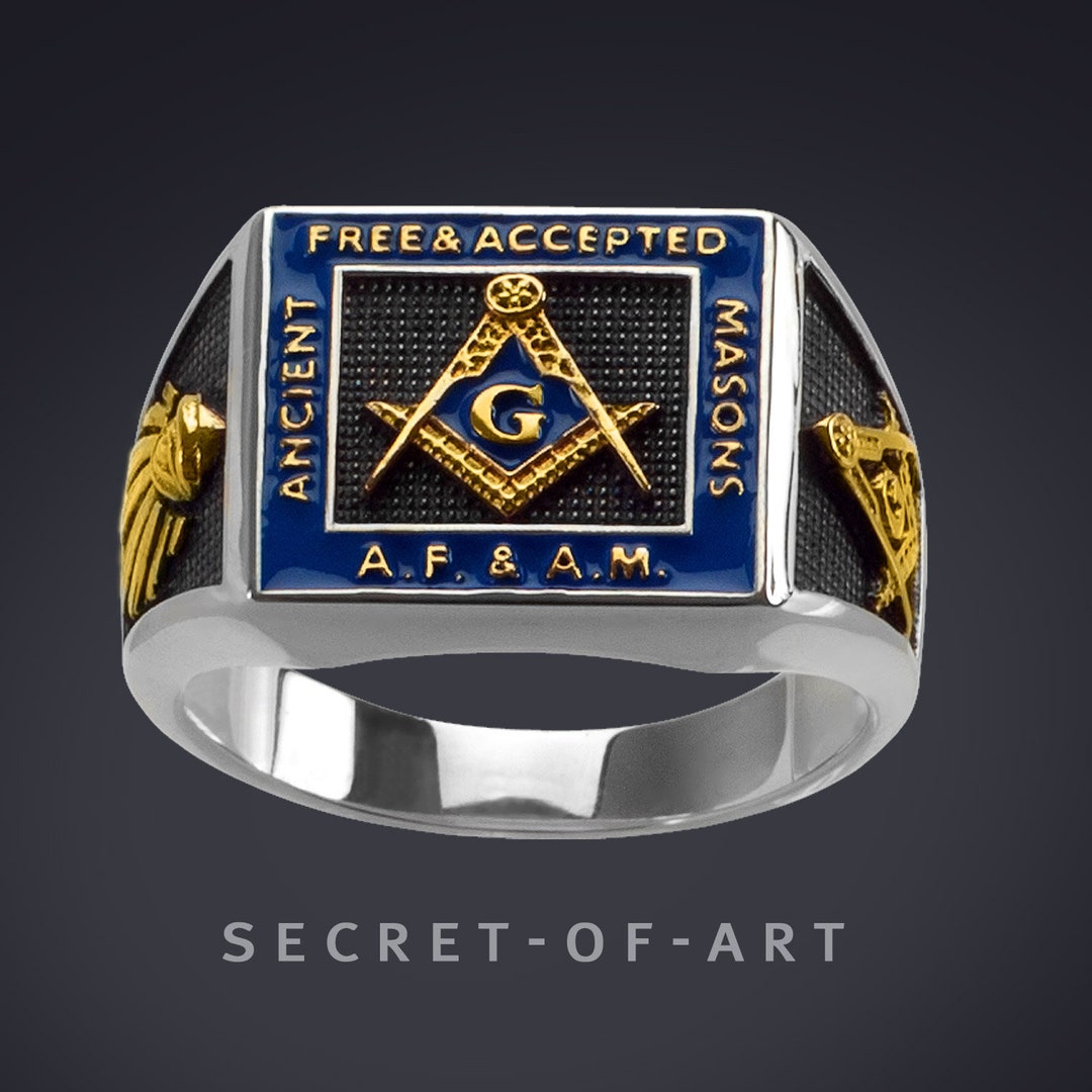 Freimaurer Ring Ancient free and accepted A.F.A.M. AF & AM Schmuck ...
