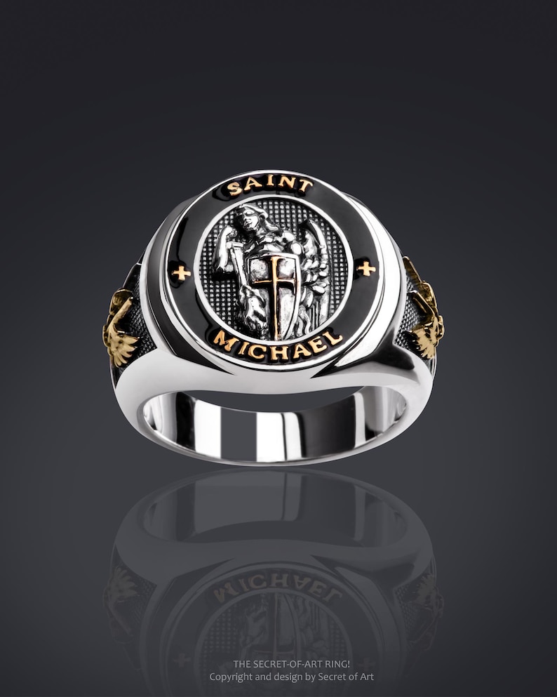 Saint St Michael Ring Archangel Catholic Silver 925 - Etsy